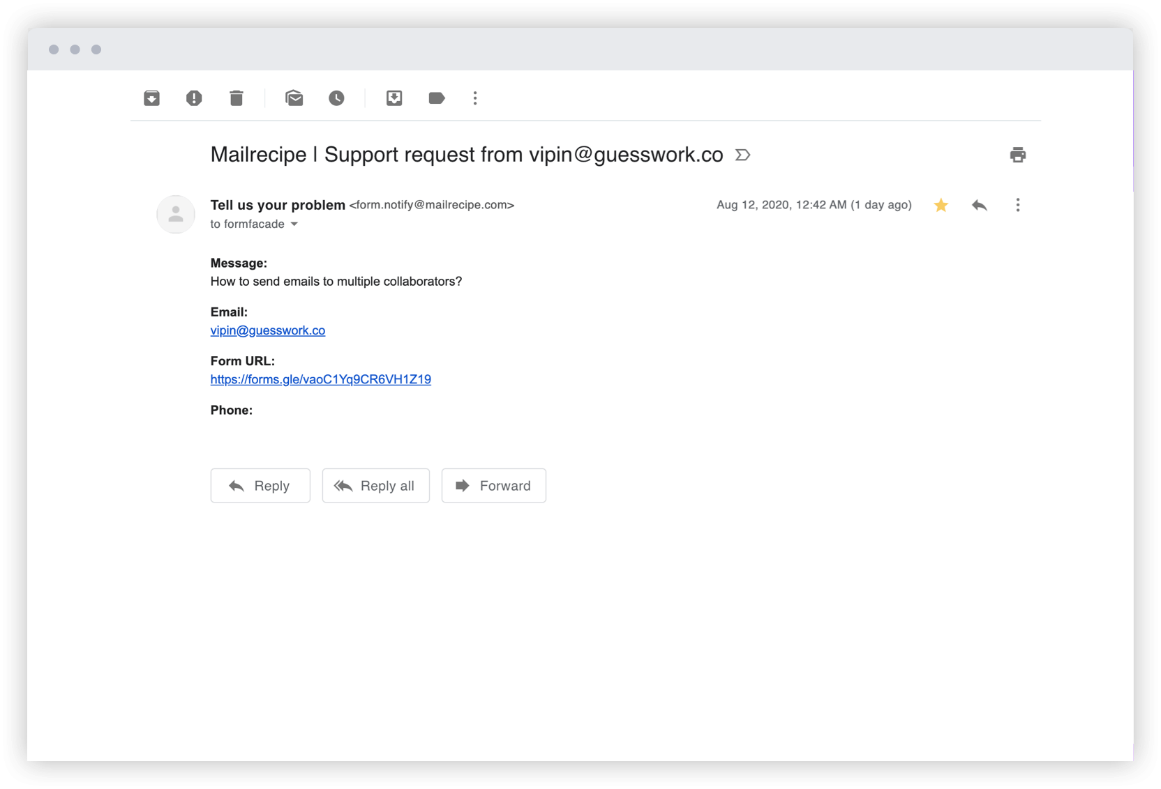 Mailrecipe Features Email Notifications For Google Forms